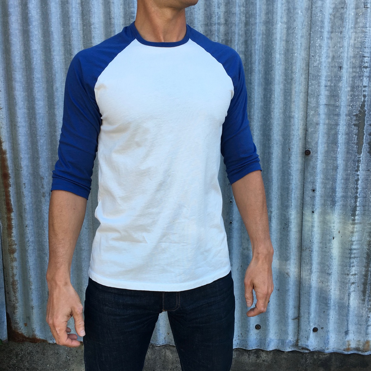 Baseball Tee White-Blue | Gustin | Knits | Baseball Tees