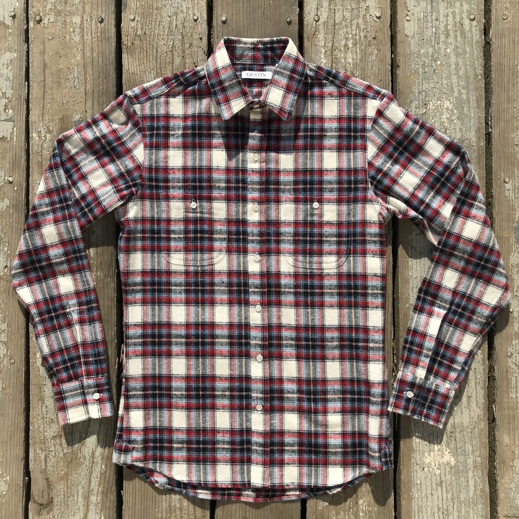 555 Blue Red Brushed Herringbone | Rugged Long Sleeve Shirts