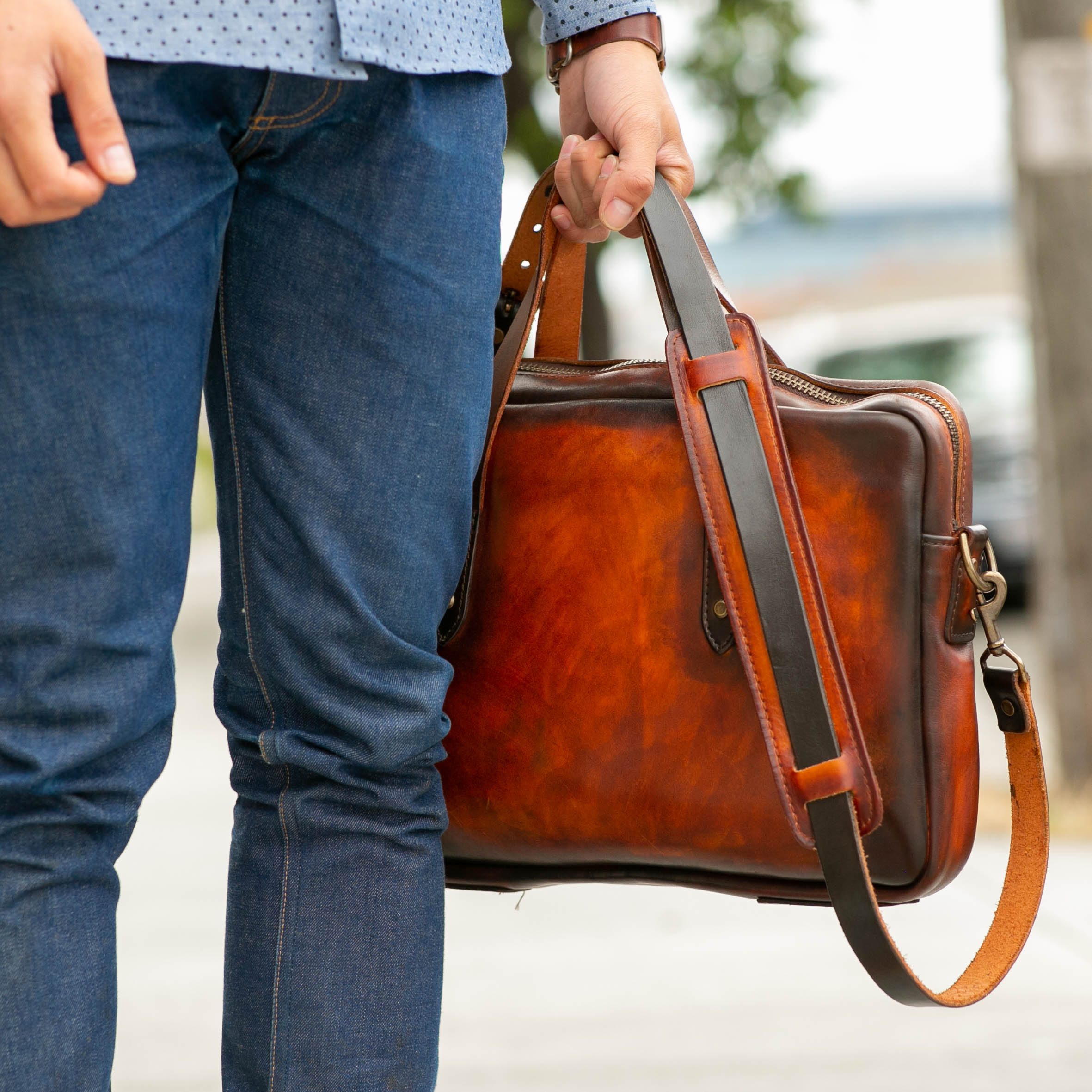 Burnished Horween Briefcase | Gustin Accessories Briefcases