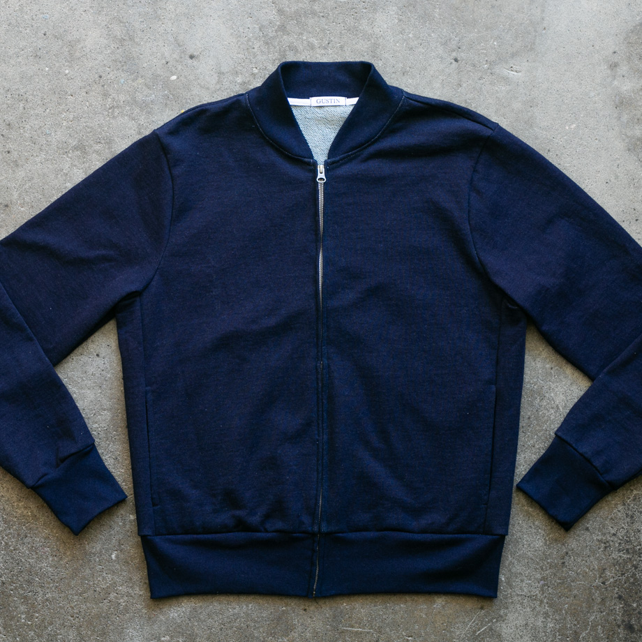 French Terry Bomber - Dark Indigo Dye | Gustin | Sweatshirts