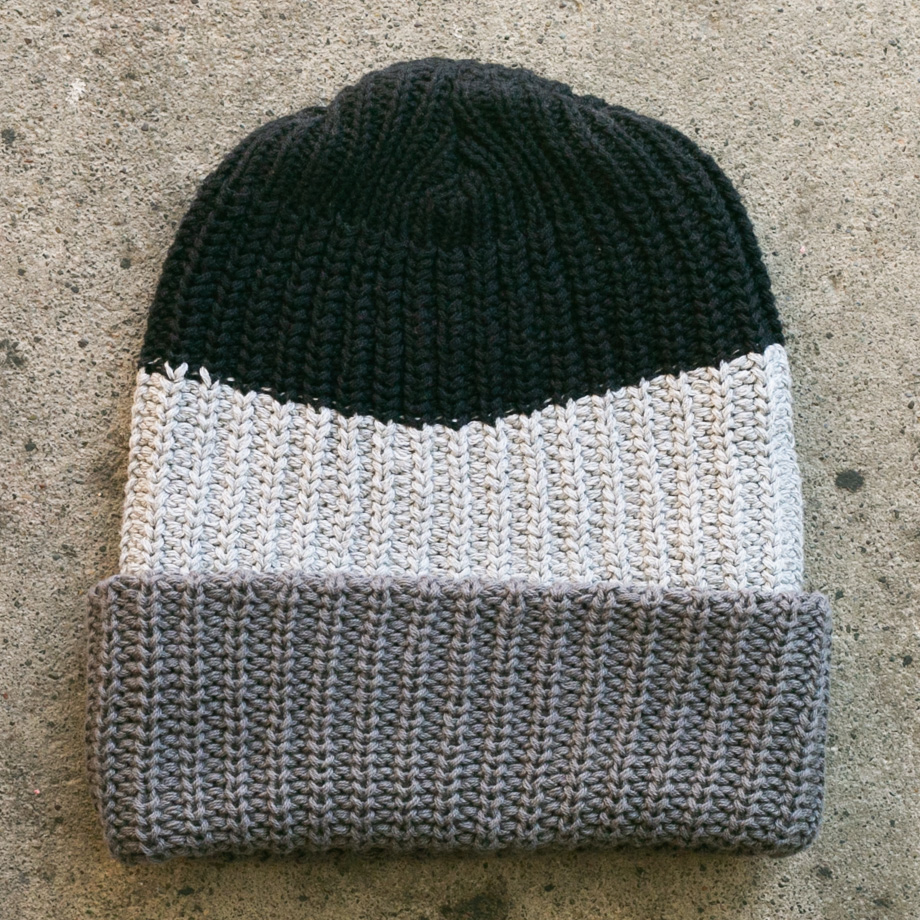 Color Block Beanie - BlackXGreyXCharcoal | Gustin | Hats