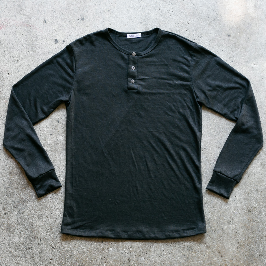 Japan Pure Linen Henley - Heather Black | Gustin | Henleys