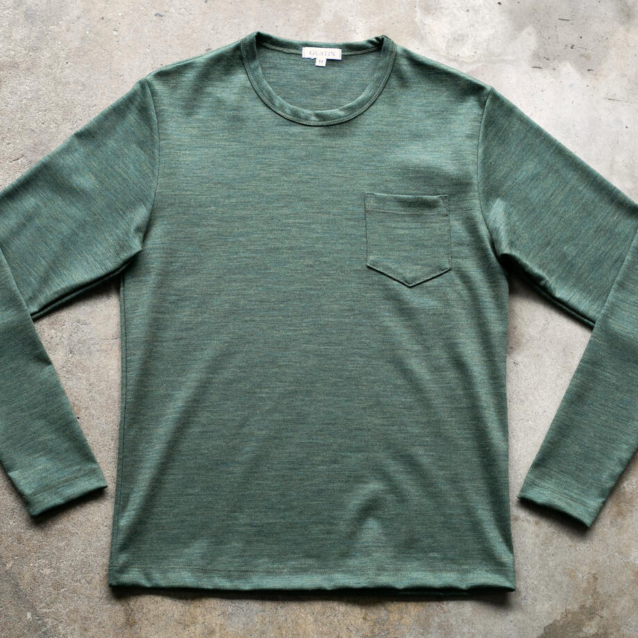Japan Wool Jersey Pocket Crew - Forest | Gustin | Knits