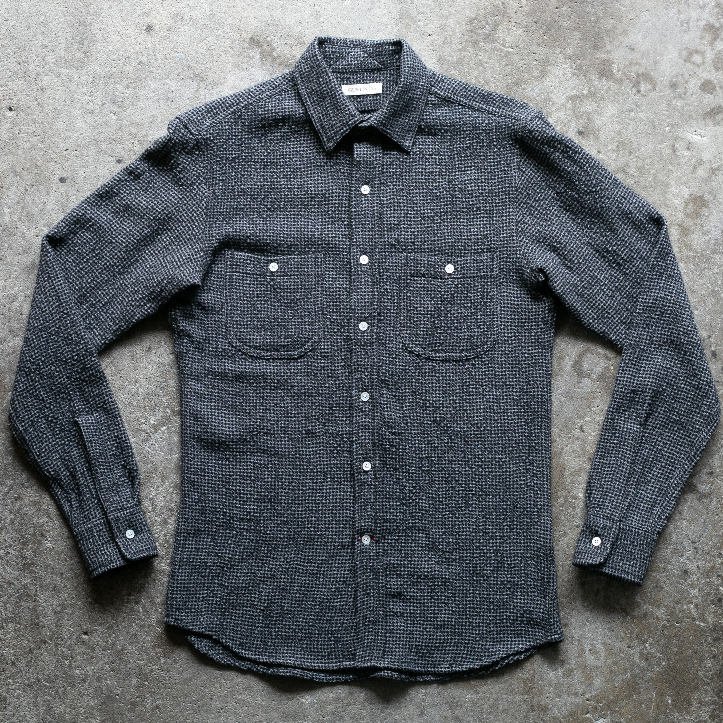 1322 Japan Rustic Gauze Houndstooth - Coal | Gustin | Shirts